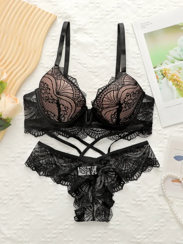New Pull Gathering Lace Bra And Panties Underwear Set – ORIGINALER